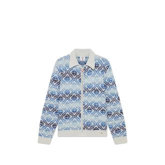 Casablanca Cardigan Space Dye &agrave; imprim&eacute; logo en laine m&eacute;lang&eacute;e