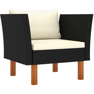 vidaXL Gartensofa Poly Rattan und Eukalyptus Massivholz Vidaxl