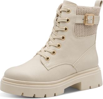 Marco Tozzi Marco Tozzi Damen Stiefeletten zum Schn&uuml;ren mit Schnalle Vegan, Beige (Cream), 38 EU