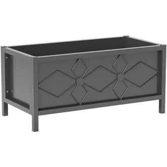 OUTSUNNY Jardini&egrave;re sur pied design fleurs - dim. 80 x 40 x 38 cm - acier thermolaqu&eacute; noir