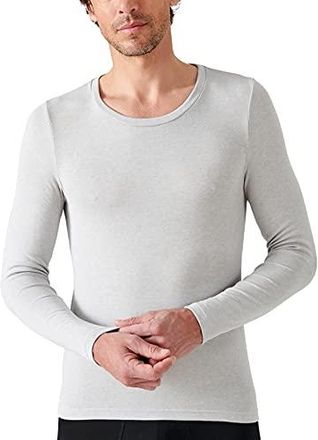 Damart T-Shirt col Rond Manches Longues Fine côte Thermolactyl Sensitive Homme Gris Chiné Taille XL (110-117)