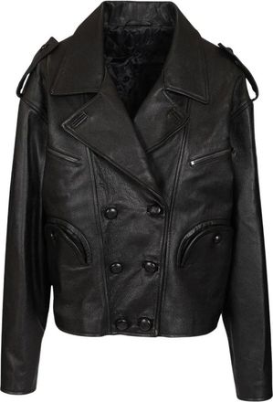 Blaz&eacute; Milano Femme, Vestes, Noir, Taille: 40 FR Leather Vestes
