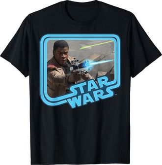 Star Wars The Force Awakens Fin Portrait Neon Logo T-Shirt