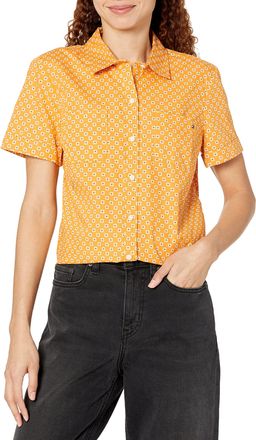 Tommy Hilfiger Damen 100% Baumwolle, Normale Passform, Kurz&auml;rmelig Hemd, Sonnenblumen, Mehrfarbig, X-Klein