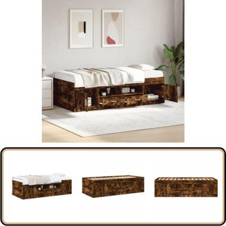 vidaXL Tagesbett mit Schubladen ohne Matratze Räuchereiche 100x200 cm - Tagesbett - Holzbett - Schlafcouch - Wohnraum Möbel - Gästezimmer