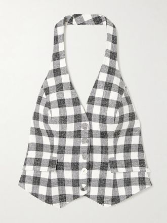 Cara Cara Prescott Oberteil Aus Einer Baumwollmischung Mit Gingham-karomuster - Wei&szlig;
