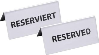 Contacto Edelstahl Tischschild RESERVED