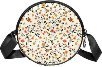 Generic Sac &agrave; bandouli&egrave;re rond pour femme, petit sac &agrave; bandouli&egrave;re &agrave; imprim&eacute; floral avec fermeture &eacute;clair, bretelles r&eacute;glables, sac &agrave; main rond d&eacute;contract&eacute; po