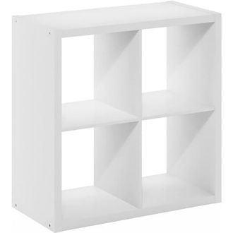 Furinno Cabine de Rangement Décorative à Dos Ouvert à 4 Cubes, Blanc