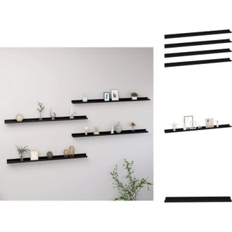 vidaXL Wandregale 4 Stk. Schwarz 115x9x3 cm - Wandregal - Schwarzes Wandregal - Regal Schwarz - M&ouml;bel F&uuml;r Die Wand - Modernes Wandregal