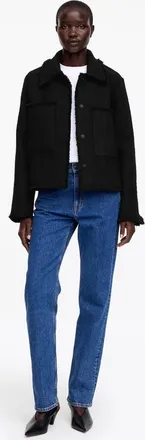 Arket Boucl&eacute;-Jacke Aus Wollmischung -Schwarz