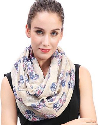 Lina & Lily écharpe tube imprimé éléphants (Beige)