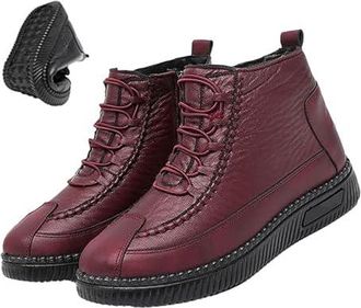 Generic Chaussures dhiver chaudes en polaire &eacute;paisse pour femme - Chaussures dhiver en coton chaud - Bottines &agrave; enfiler en cuir avec fermeture &eacute;clair lat&eacute;rale