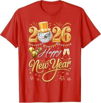 Keephen 2026 Bonne Ann&eacute;e Feu dartifice T-Shirt Femmes Feu dartifice Impression 3D T-Shirt Nouvel an Col Rond Manches Courtes Pullover Tops