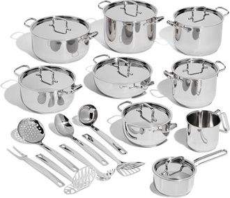 Lagostina Sfiziosa Topfset f&uuml;r alle Herdarten aus Edelstahl 18/10, 24 Teile, 3-Lagiger Lagoseal-Plus-Boden, Topfset mit 5 Kasserollen, 3 T&ouml;pfen, Milchtopf, 8 De