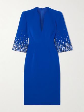 Jenny Packham Midikleid Aus Cady Mit Verzierungen - Blau