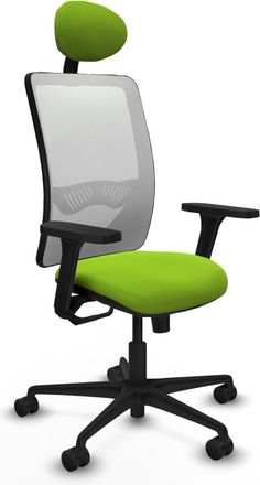 Piqueras y Crespo B&uuml;rostuhl mit Kopfst&uuml;tze Zulema mit 3D-Armlehnen, h&ouml;henverstellbarer Lendenwirbelst&uuml;tze und festem Kopfteil, ausgestattet mit 3 Positionen, Wei&szlig;/Pista