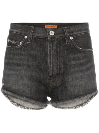 Heron Preston short en jean &agrave; effet us&eacute; - Noir