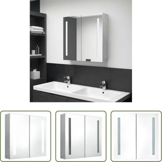 vidaXL Bad-Spiegelschrank - LED-Bad-Spiegelschrank Betongrau 62x14x60 cm