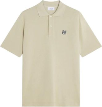 Maison Kitsun&eacute; Homme, Tops, Beige, Taille: S Fox Head Comfort Polo - Taille: S,Couleur: 0447 - Lilac Powder