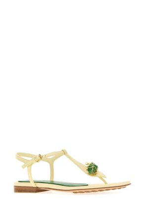 Bottega Veneta Womens Rana Flora Sandal Yellow Leather