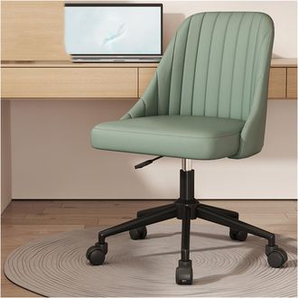 Generic Armloser B&uuml;rostuhl aus Leder, gepolstert mit PU-Technologie, Verstellbarer Drehstuhl mit gekreuzten Beinen - stilvoll f&uuml;rs Homeoffice - ergonomischer 