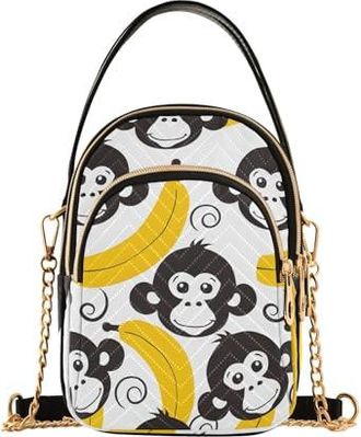 Mnsruu Sac à bandoulière pour femme avec motif visage de singe banane - Sac à main avec sangle réglable