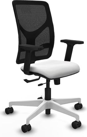 Piqueras y Crespo Wei&szlig;er Schreibtischstuhl mit 2D-Armlehnen, h&ouml;henverstellbare Lendenwirbelst&uuml;tze, ausgestattet mit Syncro/Traslack und Schneideschaum, mit Rollen von 6