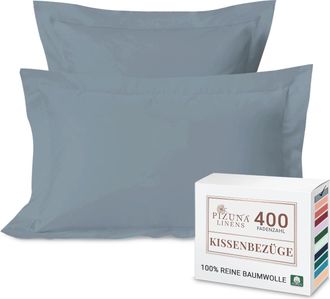 Pizuna 400 Fadenzahl Baumwolle Oxford Kissenbezug 50 X 75 Staubiges Blau, 2-teilig 100% langstapelige Baumwolle weiche Mako-Satin weben luxuri&ouml;s Nur Kissenbe