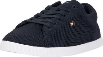 Tommy Hilfiger Damen Strick Sneaker Flag Lace Up Schuhe, Blau (Space Blue), 38
