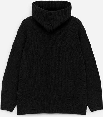 Arket Pullover Mit Umlegekragen -Grau