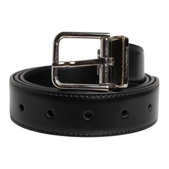 Dolce & Gabbana Kalbsleder G&uuml;rtel mit Metallschnalle - - Accessories - Herren - Schwarzk - ONE SIZE