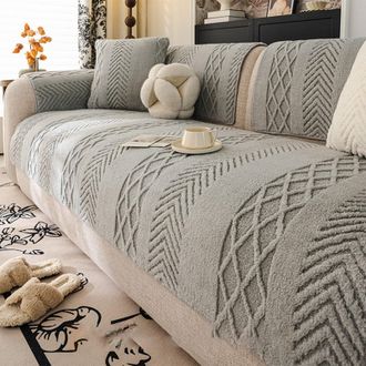 Generic Weicher Baumwoll-Velours Haustiersofa-Bezug - rutschfeste & Waschbare Universaldecke, Schutz f&uuml;r Ecksofas Gray 70 * 210cm/27.56 * 82.68in