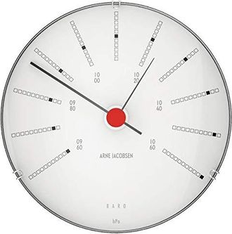 Arne Jacobsen Barometer &Oslash;12 cm Bankers Originaldesign Kreative Details, weiss, Eiche