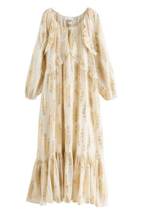 Next Maxikleid N. Premium Maxikleid mit langen &Auml;rmeln, R&uuml;schen (1-tlg)