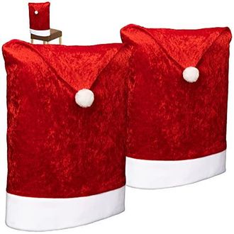 Com-Four 2X Housses de Chaise Premium - D&eacute;coration de No&euml;l pour Chaises - Housses de Protection au Design de No&euml;l