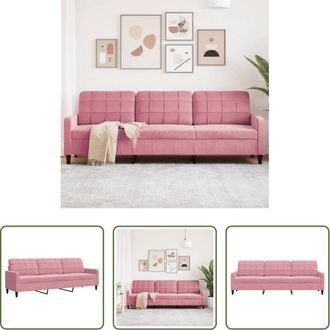 vidaXL Rosa Sofa - 3-Sitzer-Sofa Rosa 210 cm Samt