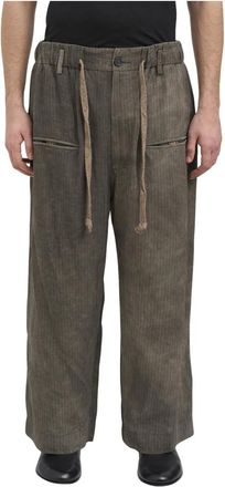 Ziggy Chen Homme, Pantalons, Gris, Taille: S Pantalone A Righe Coulisse