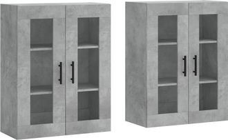 vidaXL Armadietti A Parete 2 Pz Grigio Cemento In Legno Multistrato - Vidaxl