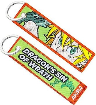 Generico Porte-cl&eacute;s Anime Meliodas Sin Of Wrath, porte-cl&eacute;s moto, voiture, sac &agrave; dos, cl&eacute;s, porte-cl&eacute;s pour motards, porte-cl&eacute;s original en tissu Manga, orange