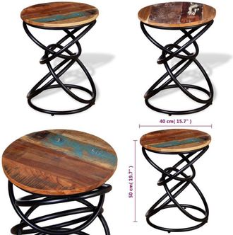 vidaXL Vidaxl - Beistelltisch Altholz Massiv - Holztisch - Beistelltisch - Nachttisch - Vintage Stil - Antikmöbel - Home & Living