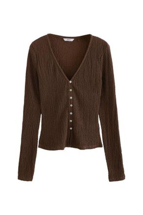 Next Strickjacke Lang&auml;rmelige, gekn&ouml;pfte Strickjacke mit Struktur (1-tlg)