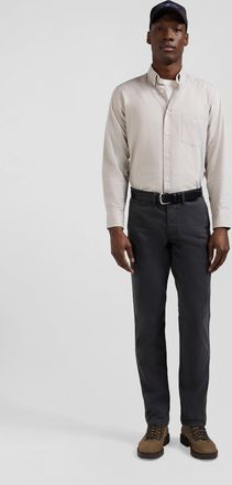 Eden Park Pantalon Chino Gris Anthracite En Gabardine De Coton Stretch Coupe Regular
