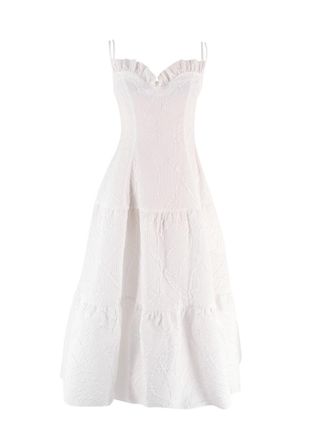 ADEAM White Textured Geometric Maxi Dress Size XXS