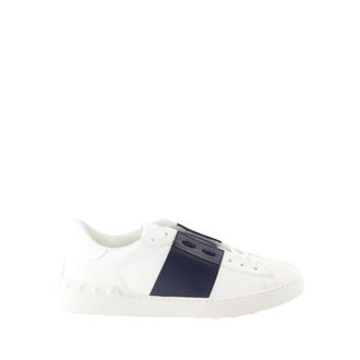 Valentino Garavani Homme, Chaussures, Blanc, Taille: 43 1/2 EU Lam&eacute; Logo Cuir Baskets &agrave; Lacets