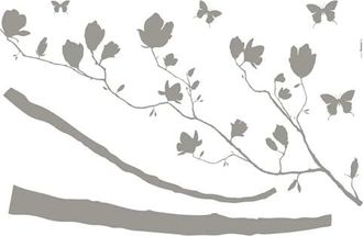 Komar Deco-Sticker ARABESQUE | 100 x 70 cm | Wandtattoo, Wandbild, Wandsticker, Wandaufkleber, Walltattoo, Schmetterlingen, Blumen, Magnolien, Bl&uuml;ten | 1771