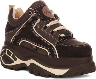 Buffalo 1339-14 Leder Damen braun/beige Sneaker, braun, 38 EU