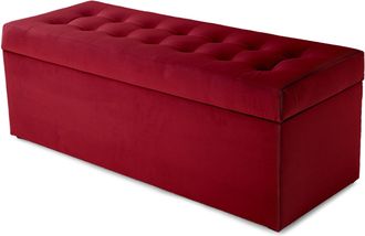 MG Design Polsterhocker 45 x 120 cm Rot mit großem Stauraum (ca. 140 L), bis 300 kg belastbar, weich mit dezentem Schimmer, pflegeleicht - Wohnbereich, Schlafra