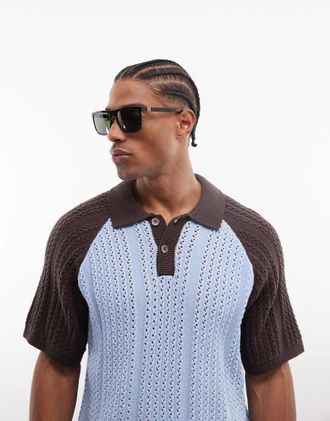 Obey Abel - Polo en maille &agrave; manches contrastantes - Multicolore