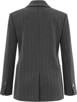 Patrizia Pepe Double-Breasted Herringbone Blazer - Gray
